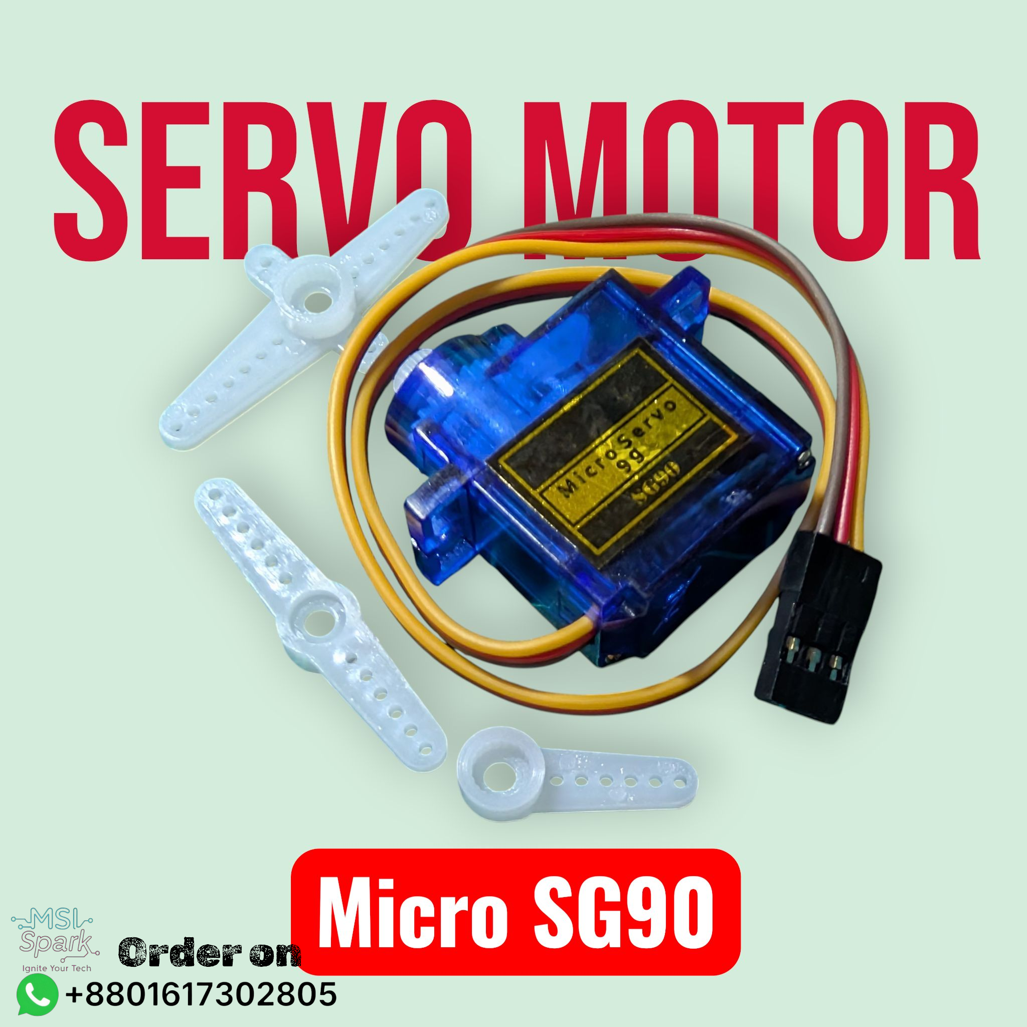 Micro Servo Motor SG90 180 Degree Rotation - MSI Spark